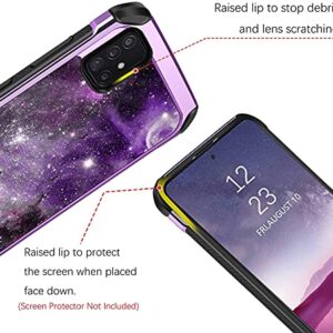 BENTOBEN Galaxy A51 4G Case (NOT Fit 5G Version), Slim Glow in The Dark Shockproof Protective Dual Layer Hybrid Hard PC Soft TPU Bumper Nebula Space Design Phone Case for Samsung Galaxy A51 4G, Purple