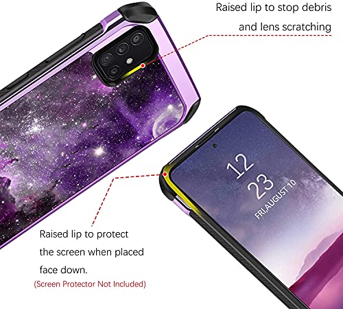 BENTOBEN Galaxy A51 4G Case (NOT Fit 5G Version), Slim Glow in The Dark Shockproof Protective Dual Layer Hybrid Hard PC Soft TPU Bumper Nebula Space Design Phone Case for Samsung Galaxy A51 4G, Purple