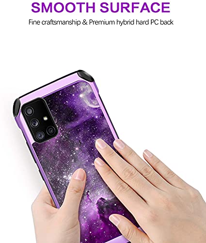 BENTOBEN Galaxy A51 4G Case (NOT Fit 5G Version), Slim Glow in The Dark Shockproof Protective Dual Layer Hybrid Hard PC Soft TPU Bumper Nebula Space Design Phone Case for Samsung Galaxy A51 4G, Purple