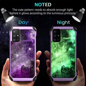 BENTOBEN Galaxy A51 4G Case (NOT Fit 5G Version), Slim Glow in The Dark Shockproof Protective Dual Layer Hybrid Hard PC Soft TPU Bumper Nebula Space Design Phone Case for Samsung Galaxy A51 4G, Purple