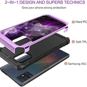 BENTOBEN Galaxy A51 4G Case (NOT Fit 5G Version), Slim Glow in The Dark Shockproof Protective Dual Layer Hybrid Hard PC Soft TPU Bumper Nebula Space Design Phone Case for Samsung Galaxy A51 4G, Purple