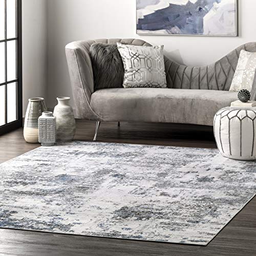 nuLOOM Dali Abstract Machine Washable Area Rug, 8' x 10', Grey