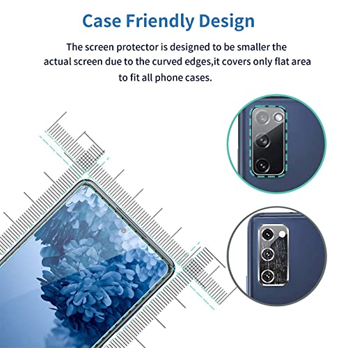 Galaxy S20 FE Screen Protector and Camera Protector, [3 Screen Protectors+3 Camera Protectors][Support Fingerprint] Tempered Glass Screen Protector for Samsung Galaxy S20 FE 5G/4G