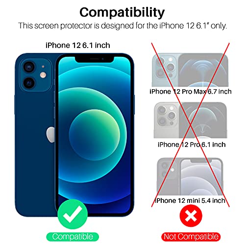 [3+3+1] LK 3 Pack iPhone 12 Screen Protector + 3 Pack Lens Protector with Alignment Frame, [9H] Tempered Glass, Scratch-Proof, Bubble-Free, Smooth Touch Screen Protector for iPhone 12, Clear, 6.1-inch