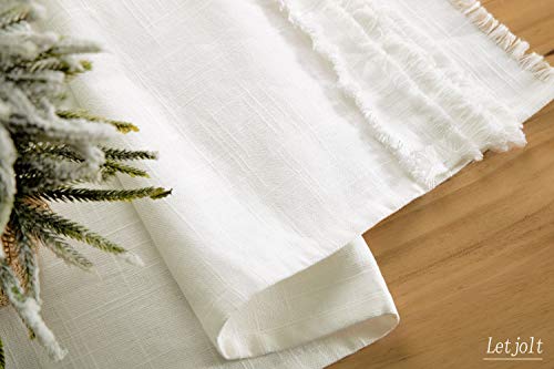 White Table Runner 72 Inches Farmhouse Table Runner Linen-Cotton Fabric Rustic Wedding Table Decor Birthday Party