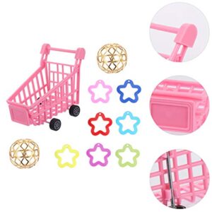 POPETPOP 10pcs Parrots Tabletop Interactive Toys Pack Bird Puzzle Training Toys Set Mini Pink Shopping Cart Toy with Hollow Balls Star Ring Pet Educational Toys for Cockatiel Cockatoo