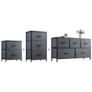 wlive 2 drawer nightstand, 3 drawer dresser and 5 drawer dresser set, storage tower, organizer unit for bedroom, hallway, entryway, closets