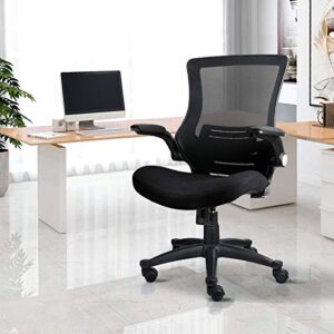 iCoudy Ergonomic Mesh Office Chair Mid Back Swivel Desk Chair Black Computer Chair with Flip-Up Armrests Lumbar Support Adjustable Height Task Chairs