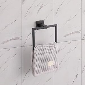 FadimiKoo Matte Black Towel Ring Towel Holder, SUS 304 Stainless Steel Hand Towel Rack for Bathroom, Modern Square-Shape Style