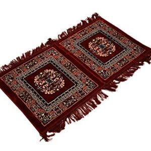 Kalagiri Maroon Pooja Aasan Velvet Mat Prayer Aasan Meditation Mat Multipurpose Rug Aasan for Navratri Diwali Mandir Pooja & Festive Occasions (Pack of 2)