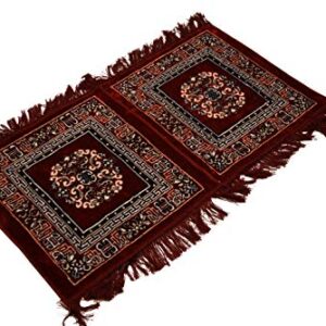 Kalagiri Maroon Pooja Aasan Velvet Mat Prayer Aasan Meditation Mat Multipurpose Rug Aasan for Navratri Diwali Mandir Pooja & Festive Occasions (Pack of 2)