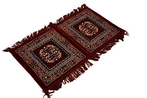 Kalagiri Maroon Pooja Aasan Velvet Mat Prayer Aasan Meditation Mat Multipurpose Rug Aasan for Navratri Diwali Mandir Pooja & Festive Occasions (Pack of 2)