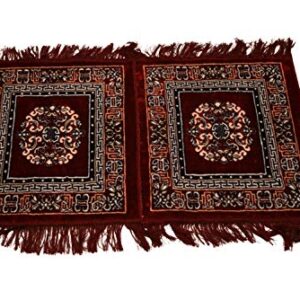 Kalagiri Maroon Pooja Aasan Velvet Mat Prayer Aasan Meditation Mat Multipurpose Rug Aasan for Navratri Diwali Mandir Pooja & Festive Occasions (Pack of 2)