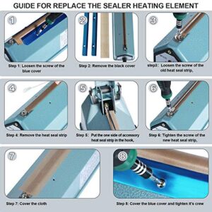 10 Pieces Impulse Sealer Heating Element Service Spare Repair Parts Kit Heat Seal Strips Replacement Elements (200 mm)