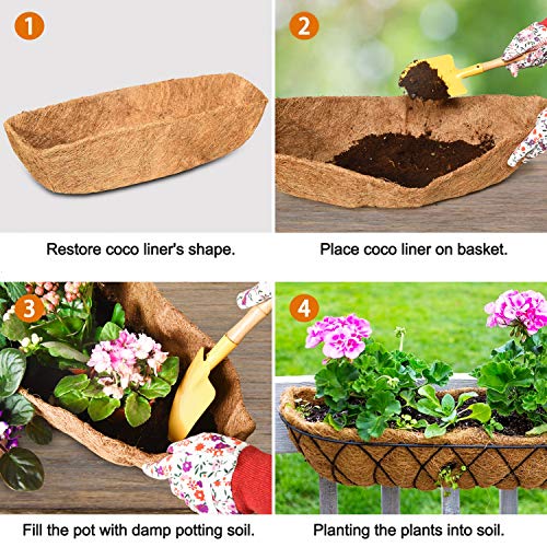 Vumdua 24" Trough Coco Fiber Replacement Liner, 2pcs Coco Liners for Planters, Natural Coconut Coir Planter, Garden Flower Vegetables Pot for Window Flower Box