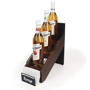 j jackcube design rustic wood syrup bottle holder, wire 3 compartment shelf organizer rack, storage for syrup, wine bottles, dressings, juice and napkins -mk710a (rustic wood)