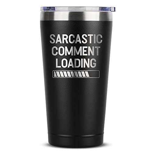 Funny Gifts for Men - Sarcastic Comment Loading, Insulated Coffee Tumbler with Lid - Funny Coffee Travel Mug - Gifts for Fathers Day - Gag Gifts for Dad Grandpa Boyfriend - Tumbler For Men 16 oz Black