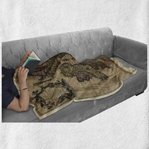 Lunarable Wanderlust Throw Blanket, British Islands Scotland England European History Britain Grungy Art, Flannel Fleece Accent Piece Soft Couch Cover for Adults, 50" x 70", Brown Green