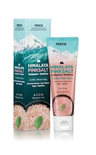 PERIOE Flouride-Free Himalayan Pink Salt Toothpaste, 3.4 oz - Ice Mint w/Aloe Vera | Vegan, Cruelty-Free, Paraben-Free Plaque & Tartar Remover Oral Care Travel Size Toothpaste