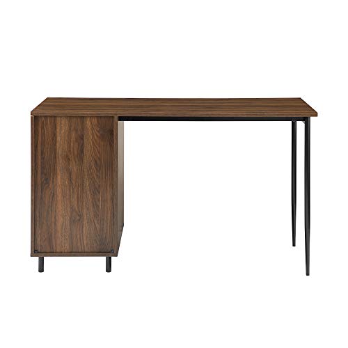 Walker Edison 3 Drawer Modern Wood and Metal Computer Writing Desk Home Office Workstation Small, 52 Inch, Dark Walnut