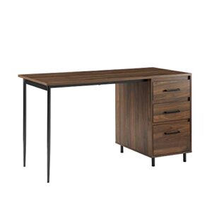 Walker Edison 3 Drawer Modern Wood and Metal Computer Writing Desk Home Office Workstation Small, 52 Inch, Dark Walnut