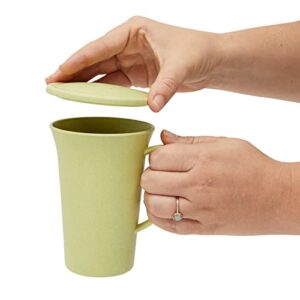 Wheat Straw Mugs with Handle, Set of 6 Unbreakable Coffee Cups with Lids (3 Colors, 15 oz)