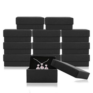 jewelry gift boxes necklace earring ring box gift box,12 pieces square cardboard jewelry gift boxes,cotton filled cardboard paper jewelry box gift case (3.15x3.15x1.1 inches) (black)