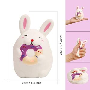 Anboor 4.7 Inches Rabbit Squishies Kawaii Soft Slow Rising Cute Scented Animal Squishys Stress Relief Kids Toys Decorative Props Easter Basket Stuffers