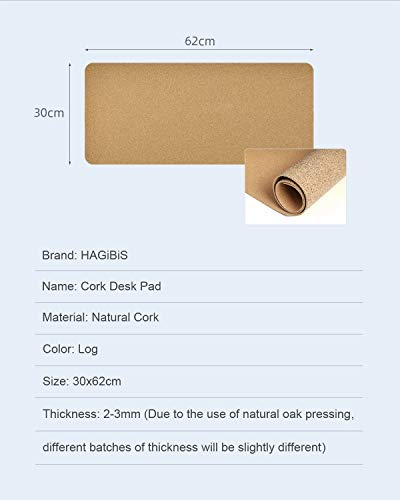 Hagibis Desk Pad, Natural Cork Large Desk Blotter Protector, Superfine Surface Material Dual Sided Desk Writing Mat for Office, Home, Gaming (Cork, 24.4" x 11.8")