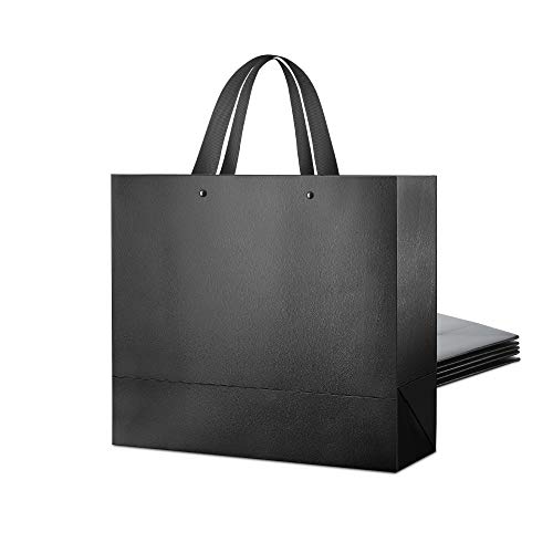 PACKHOME 6 Extra Large Gift Bags 17.5x6x16 Inches, Black Premium Gift Bags with Handles for Gift Giving (Glossy Black with Grass Texture)