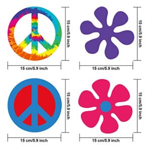 60's Hippie Theme Party Foil Swirl Decorations, 60s Groovy Party Retro Flower Cutouts Peace Sign Hanging Swirls Ceiling Decorations for 60s Hippie Theme Groovy Party Supplies, 30 Count (Simple)