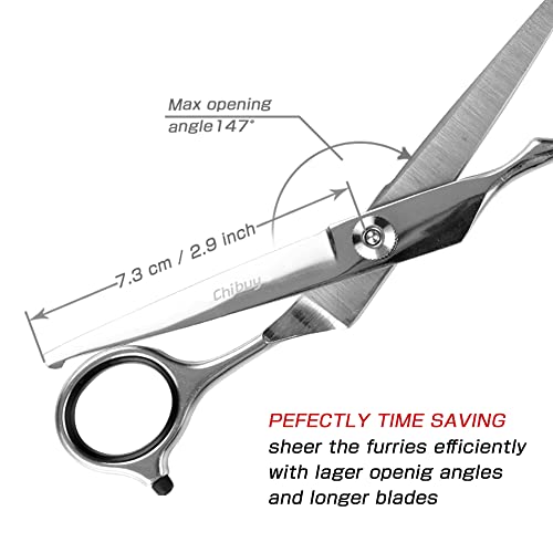 Chibuy Curved dog grooming scissors with Round Tips, Pet Curved Shear for Dogs and Cats, 4CR Stainless Steel pets Bending scissors, Professional Pet Grooming Tools for Home