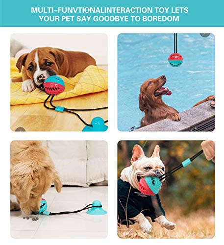 Dog Toys for Aggressive Chewers Interactive Teething Boredom and Stimulating Tug of War Suction Cup Puzzle Indestructible Puppy Rope Enrichment Teeth Cleaning Ball Accessories for Small Large Dogs