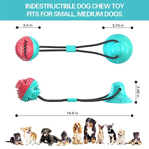 Dog Toys for Aggressive Chewers Interactive Teething Boredom and Stimulating Tug of War Suction Cup Puzzle Indestructible Puppy Rope Enrichment Teeth Cleaning Ball Accessories for Small Large Dogs