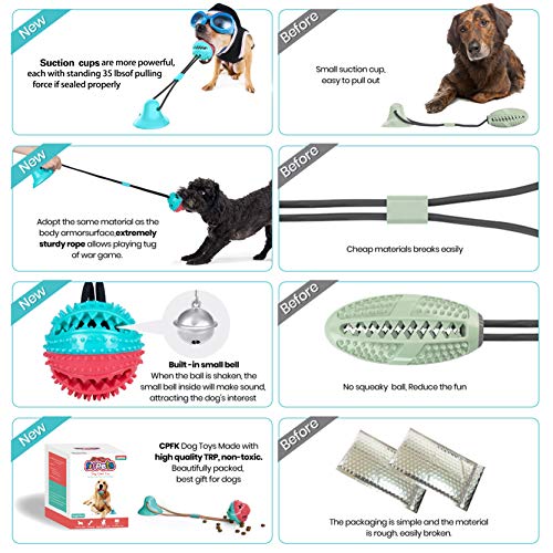 Dog Toys for Aggressive Chewers Interactive Teething Boredom and Stimulating Tug of War Suction Cup Puzzle Indestructible Puppy Rope Enrichment Teeth Cleaning Ball Accessories for Small Large Dogs