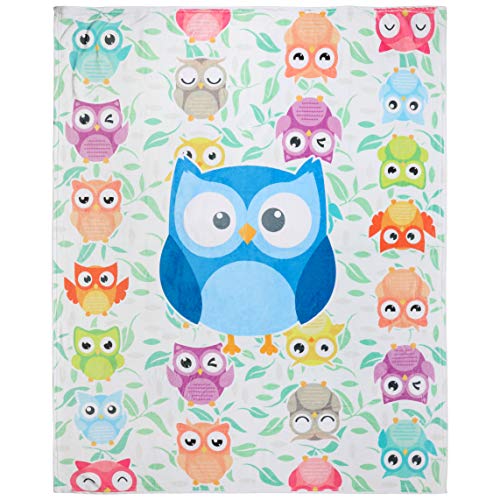 Owl Throw Blanket, Adorable Super-Soft Extra-Large Fluffy Owl Blanket for Toddlers Kids Baby Adults Teens Boys and Girls, Fleece Owl Blanket (50 in x 60 in) Warm and Cozy Throw for Bed Crib or Couch