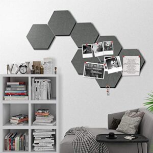 soyizom felt pin board self adhesive board for photos | notice | memos | display,thickened bexagonal bulletin board decorative pin board pads for offices school wall decor(7 pcs/set,cement-grey）