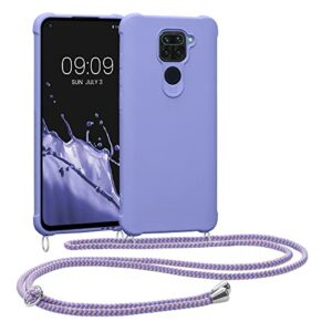 kwmobile crossbody case compatible with xiaomi redmi note 9 case - tpu silicone cover with strap - lavender