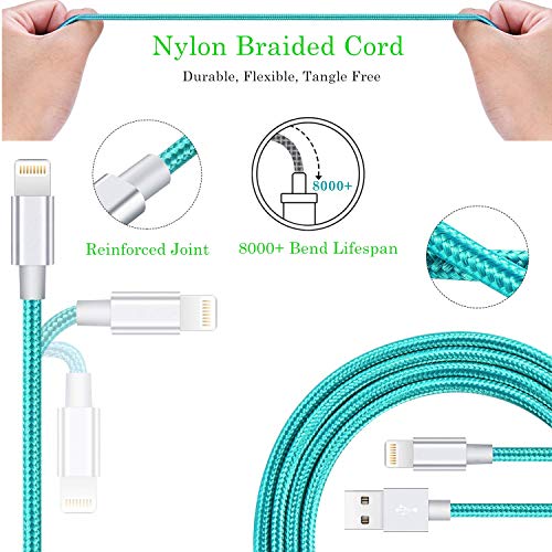 iPhone Charger 10ft 3Pack MFi Certified Long Lightning Cable Nylon Braided USB Charging/Data Sync Cord Compatible with iPhone 13 12 11/X XS XR/8 7 6 6s Plus/SE/5 5c 5s,iPad Pro Air Mini 5 4 3 (Blue)