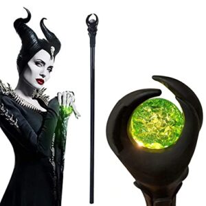 COSGO 51-inch Deluxe Maleficent Staff with Green Light Orb Wizard Scepter Magic Wand Halloween Props (Green Light)