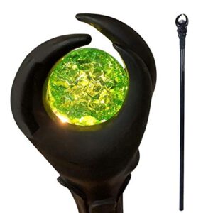 COSGO 51-inch Deluxe Maleficent Staff with Green Light Orb Wizard Scepter Magic Wand Halloween Props (Green Light)