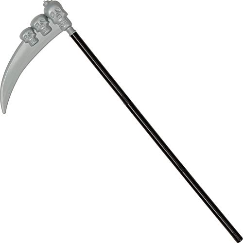 Halloween Cosplay Scythe Staff Prop with Skull Imitation Grim Reaper Scythe Plastic Skull Sickle Costume Dress up Accessories