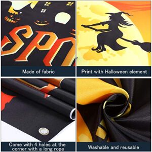 Halloween Party Decorations, Large Fabric Halloween Backdrop Boo Spooky Banner Orange Night Moon Pumpkin Castle Witch Photo Booth Background for Scary Halloween Party Supplies, 6 x 3.6 ft