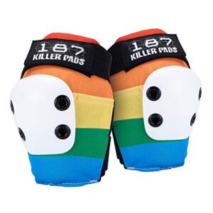 187 killer pads slim elbow pad, rainbow, large