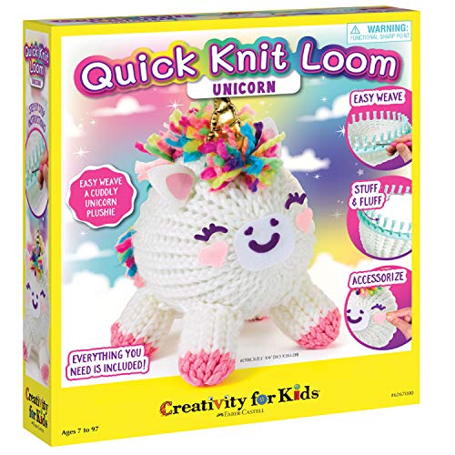 Creativity for Kids Quick Knit Loom Unicorn Plushie - Knitting Craft Kit for Kids - Create a DIY Unicorn Plush Toy