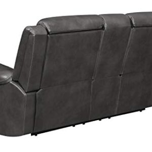 Coaster Furniture Shallowford Upholstered Reclining Power Headrest Loveseat with Console Hand Rubbed Charcoal Love Seats 609322PP