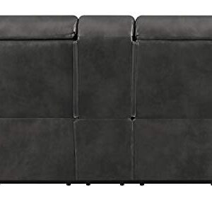 Coaster Furniture Shallowford Upholstered Reclining Power Headrest Loveseat with Console Hand Rubbed Charcoal Love Seats 609322PP