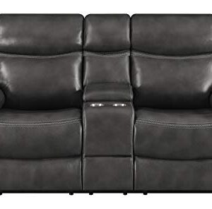 Coaster Furniture Shallowford Upholstered Reclining Power Headrest Loveseat with Console Hand Rubbed Charcoal Love Seats 609322PP