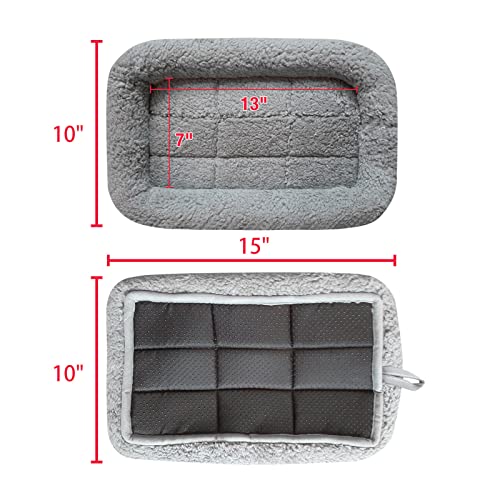 Enjoying Plush Cat Bed Mat 10" x 15" Pet Cushion with Pillow Around for Puppy Cat Curling Sleep Cat Pad for Cat Carrier/Crate Small Dog Self-Warm Bed, Antiskid Bottom, Small