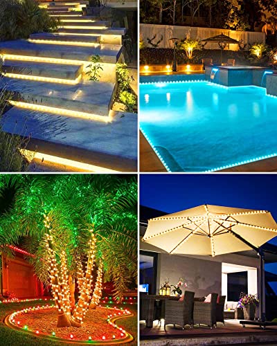 LOGUIDE Solar Rope Lights 33ft 11 Colors Changing Outdoor 100 LED Remote Twinkle Rope Tube Fairy Lights Rope Tube Lights Christmas Wedding Party Yard Waterproof(Rope Lights Multicolor)